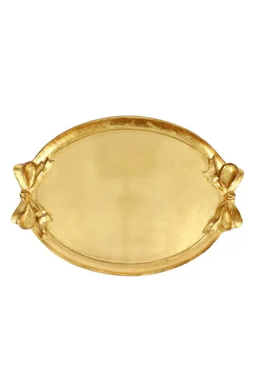 VIETRI Florentine Fow Handle Wood Tray - Gold