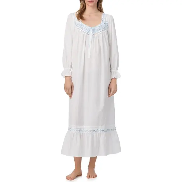Eileen West Long Sleeve Cotton Lawn Ballet Nightgown - White