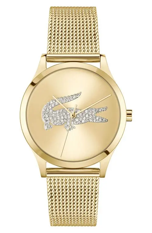 Lacoste Crocodelle Mesh Strap Watch - Gold