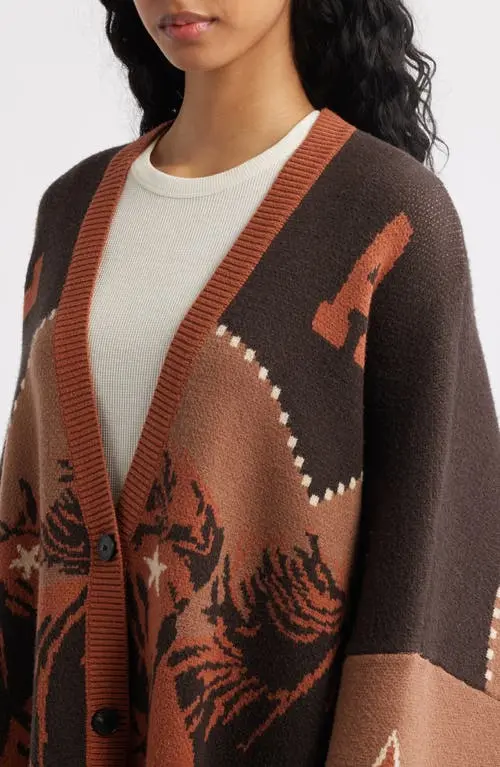 DRESSED IN LALA Wild Mustang Oversized Cardigan - Brown