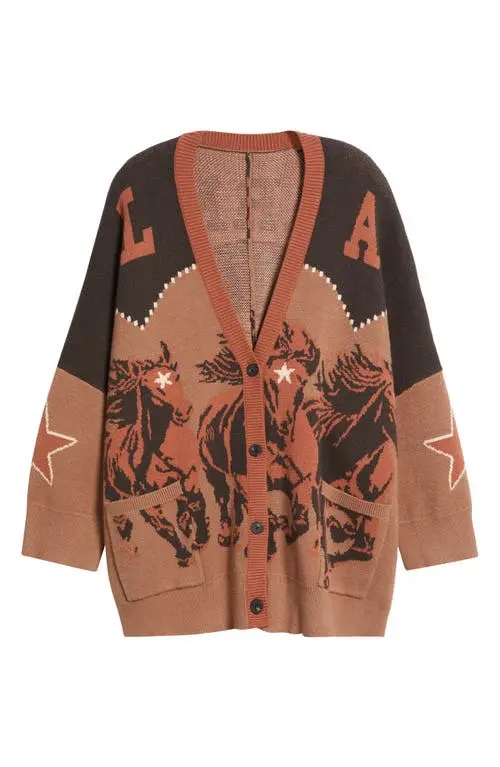 DRESSED IN LALA Wild Mustang Oversized Cardigan - Brown