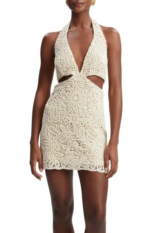 Bardot Arias Open Stitch Halter Minidress