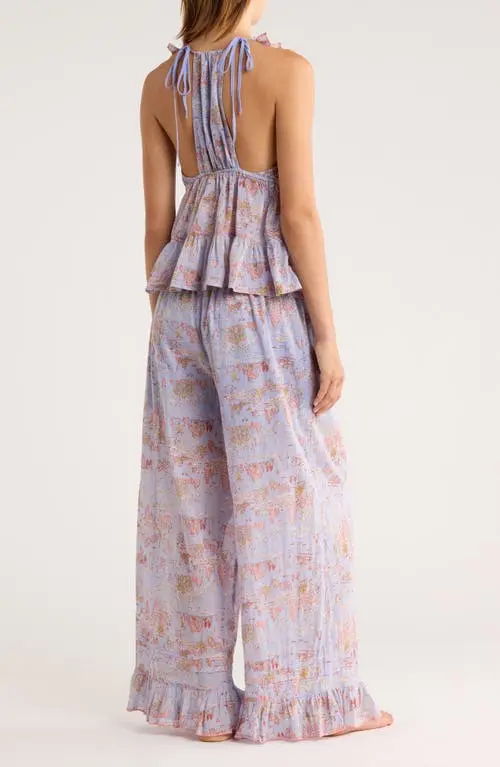 Free People Tangled Lights Ruffle Pajamas - Cornflower Combo