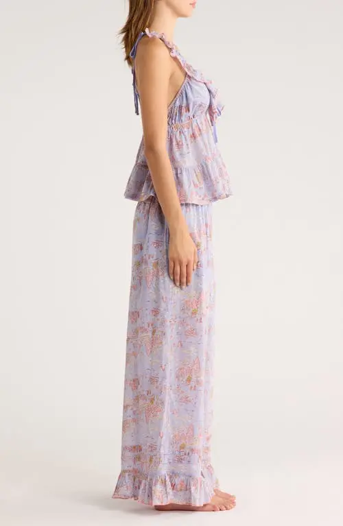 Free People Tangled Lights Ruffle Pajamas - Cornflower Combo