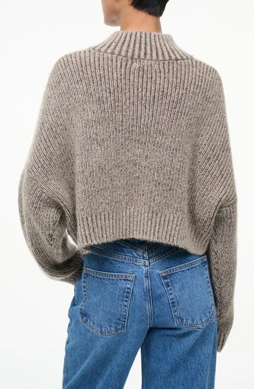 Staud Hampton Crop Cotton Blend Half-zip Sweater - Bisque