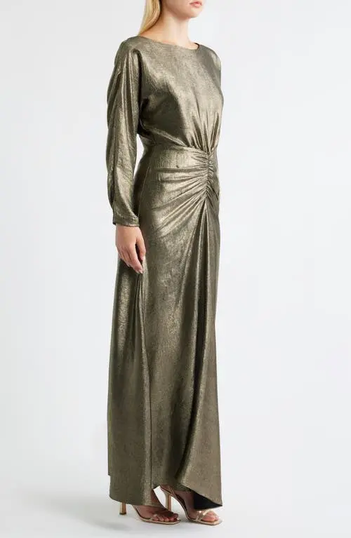 Julia Jordan Metallic Long Sleeve Gown