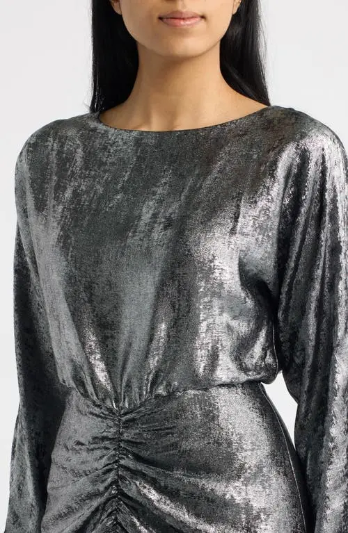 Julia Jordan Metallic Long Sleeve Gown