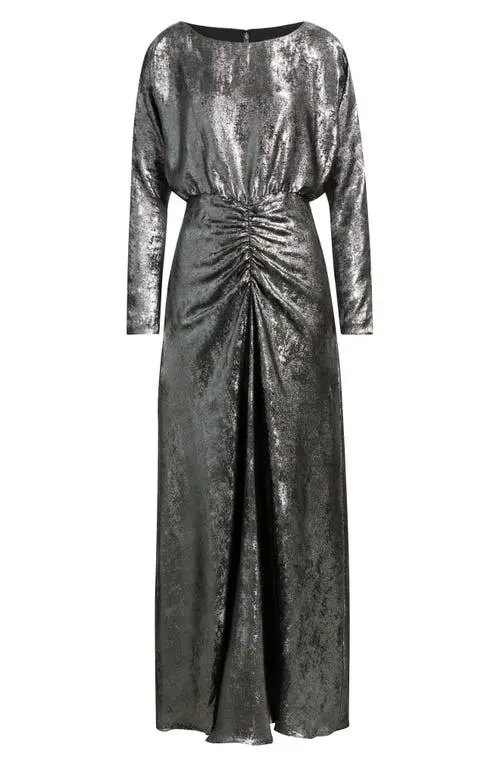Julia Jordan Metallic Long Sleeve Gown