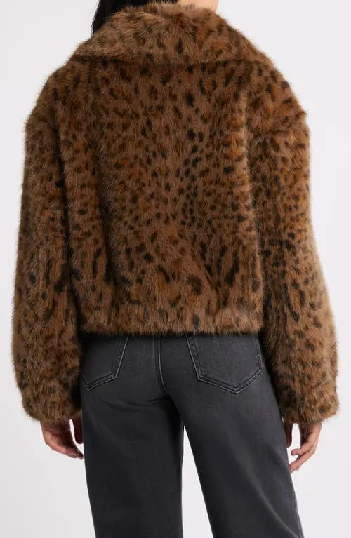 Bcbgmaxazria Cropped Faux Fur Jacket - Leopard