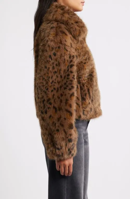 Bcbgmaxazria Cropped Faux Fur Jacket - Leopard