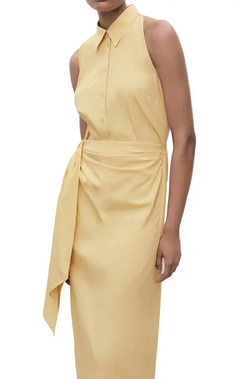 Mango Side Tie Sleeveless Maxi Shirt Dress