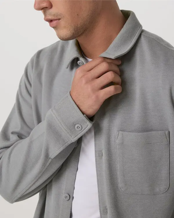 Vuori Long Sleeve Jeffreys Button Down Overshirt - Grey