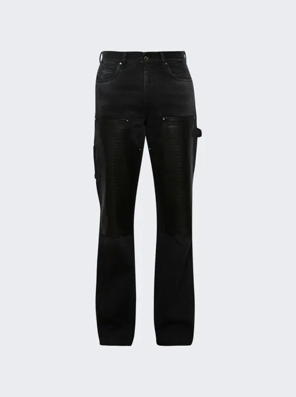 Amiri Embossed Croc Carpenter Jean - Black