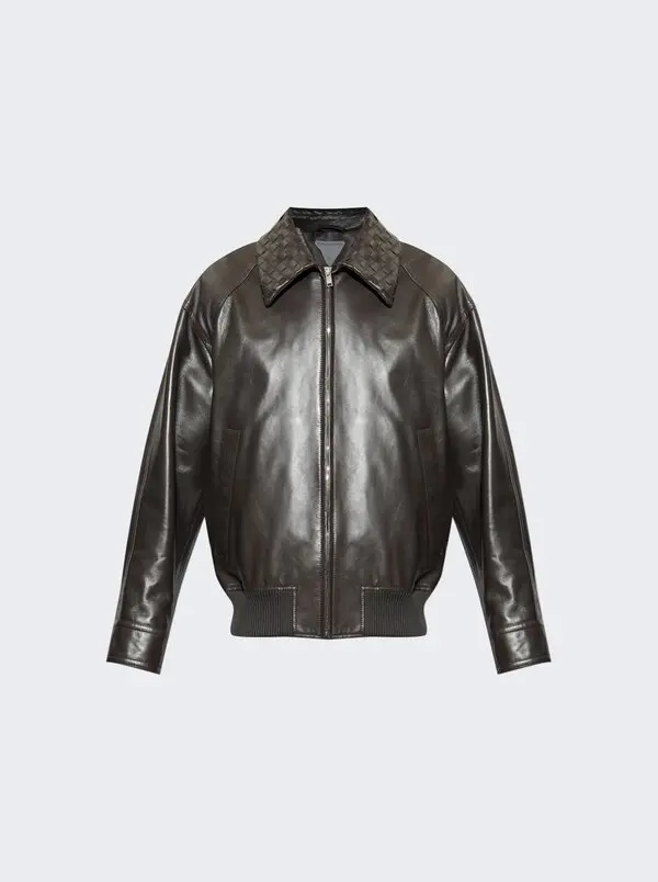 Bottega Veneta Intrecciato Leather Jacket - Black