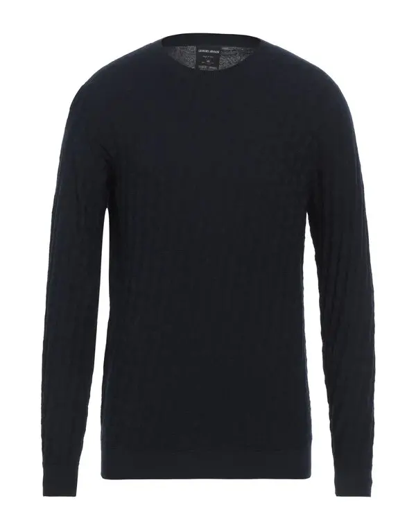 Giorgio Armani Solid Virgin Wool Cashmere Crewneck Sweater - Blue
