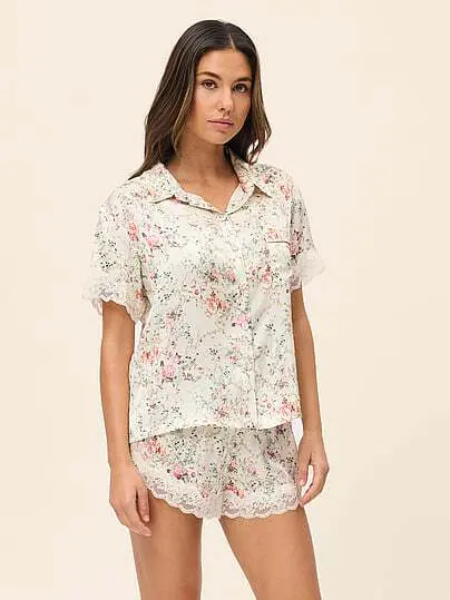 Victoria's Secret Papinelle Yolly Lace Boxer Pj Set - Floral
