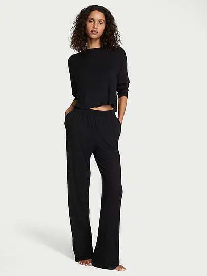 Victoria's Secret Modal Wide-rib Long Lounge Set - Black