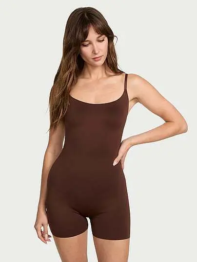 Victoria's Secret Luxe Contour Short Onesie - Brown
