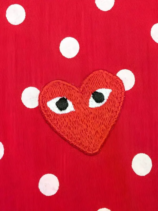 Play Comme Des Garcon Polka-dot Heart-logo T-shirt - Red