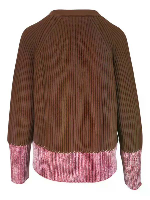 Marni Ribbed V-neck Cardigan - Brown