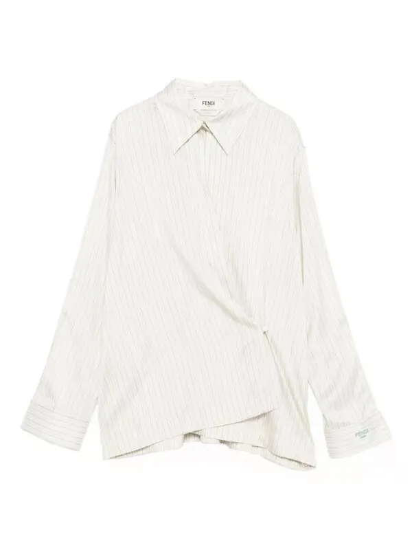 Fendi Pinstripe Wrap-tie Blouse