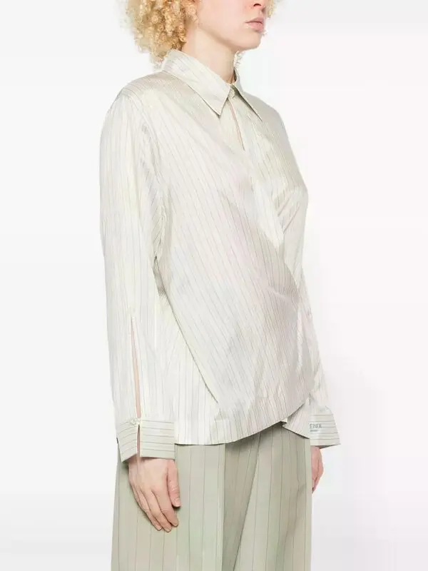 Fendi Pinstripe Wrap-tie Blouse