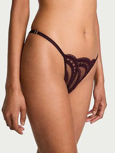 Victoria's Secret Laces Out Embroidery Open-back String Bikini Panty - Print