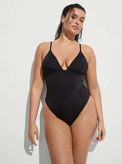 Victoria's Secret Swim Essential Triangle One-piece Swimsuit - Black