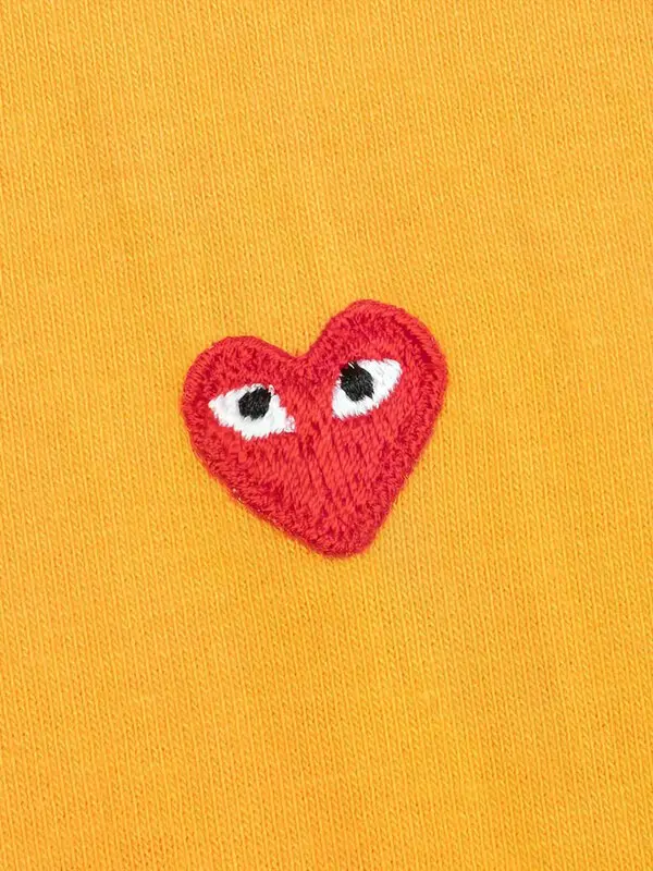 Play Comme Des Garcon Heart-embroidered Two-tone Long-sleeve T-shirt - Yellow