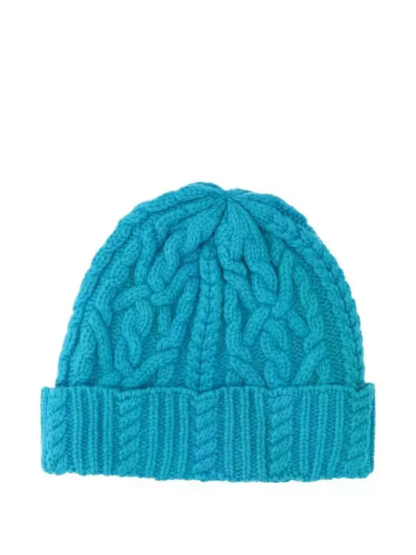 Aspesi Cable-knit Beanie - Blue