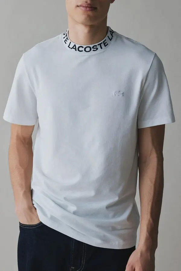 Lacoste Logo Text Bicolor Tee