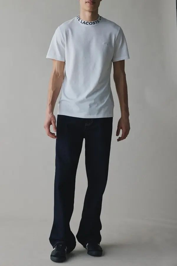 Lacoste Logo Text Bicolor Tee