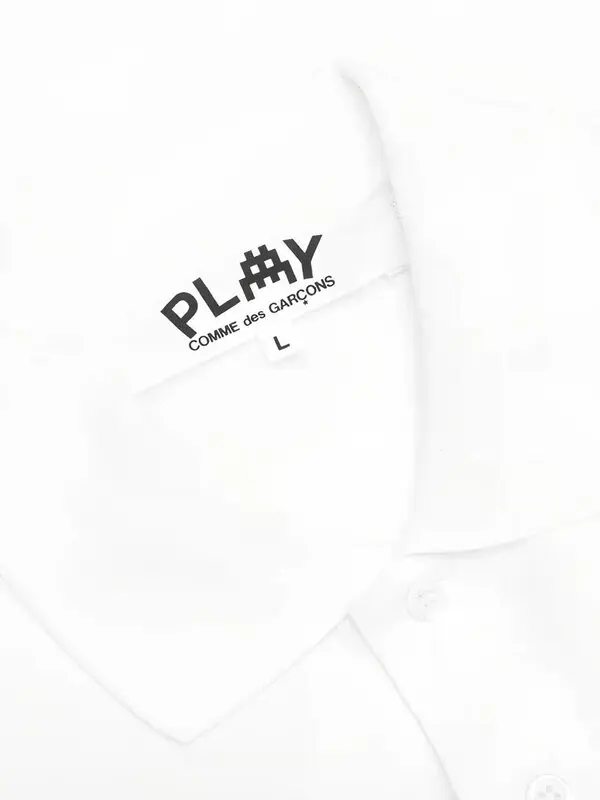 Play Comme Des Garcon X Invader Pixel-heart Polo Shirt - White