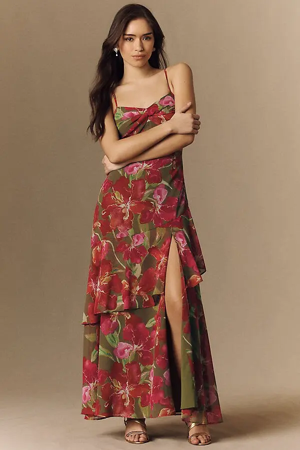 HUTCH Jamila Sleeveless Twist-front Maxi Dress