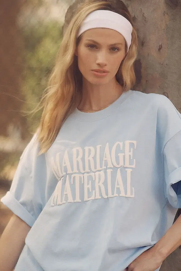 BRIDEMERCH Marriage Material Oversized T-shirt - Blue