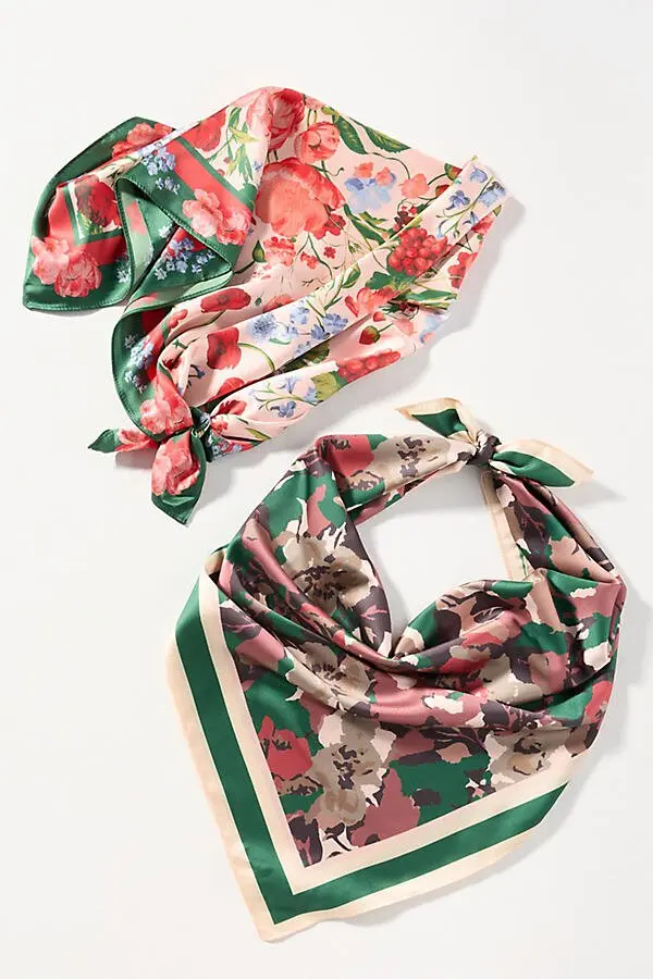 Anthropologie Fall Fruits Hair Scarves Set - Camo Floral
