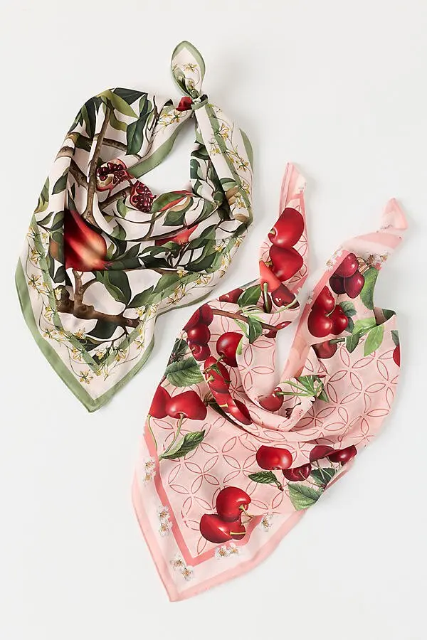 Anthropologie Fall Fruits Hair Scarves Set - Cherry/pomegranate