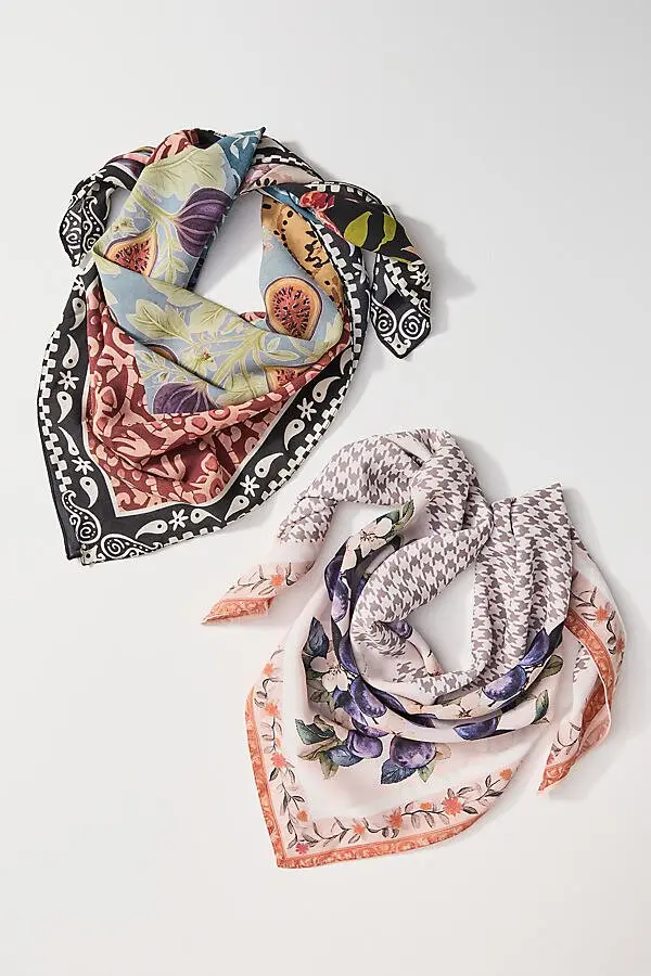 Anthropologie Fall Fruits Hair Scarves Set - Fig/blueberry