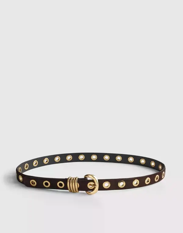 Madewell Metal Eyelet Suede Belt - Dark Carob