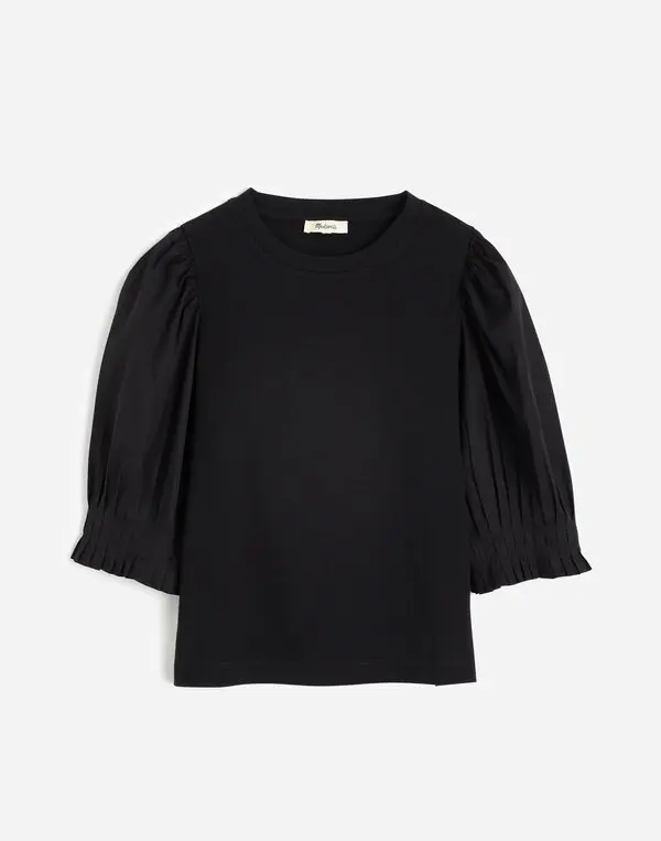 Madewell Puff-sleeve Knit Top - Jet Black