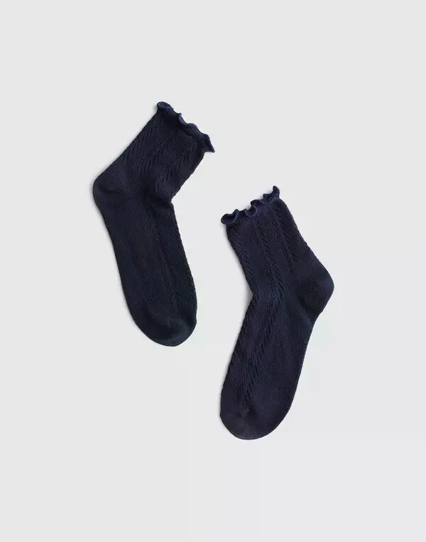 Madewell Textured-knit Ankle Socks - Juniper Berry
