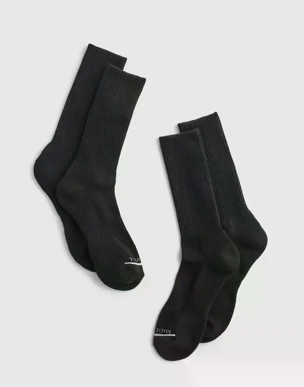 Madewell Two-pack Mwl Cloudlift Crew Socks - Jet Black