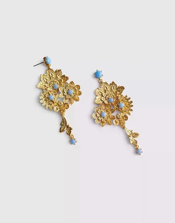 Madewell Floral Chandelier Earrings - Antique Gold