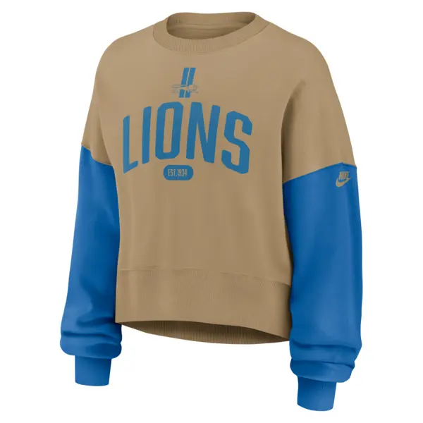 Nike Detroit Lions Rewind Nfl Pullover Crew - Brown
