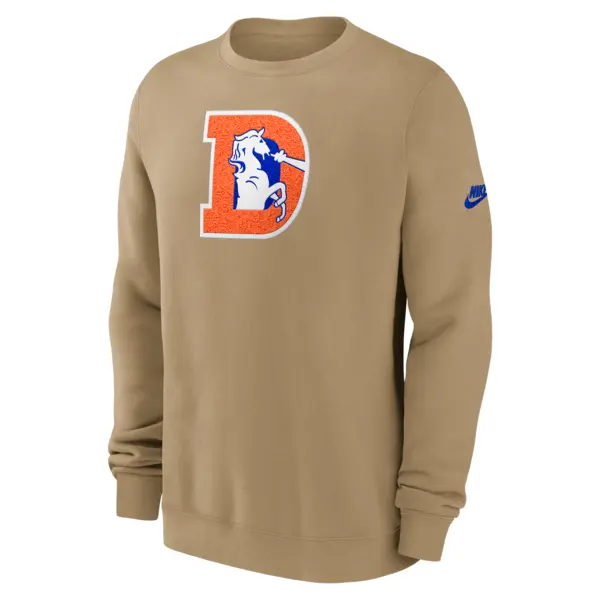 Nike Denver Broncos Swing Pass Rewind Club Nfl Pullover Crew - Brown