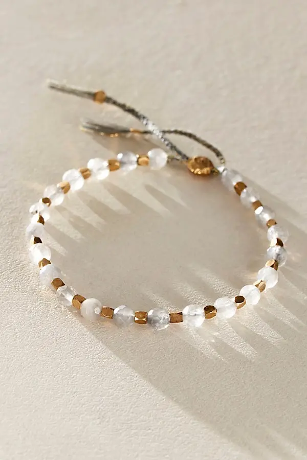 SUN MOON RAIN Bracelet With Faceted Natural Stone And 18k Gold Vermeil Accents - Labradorite