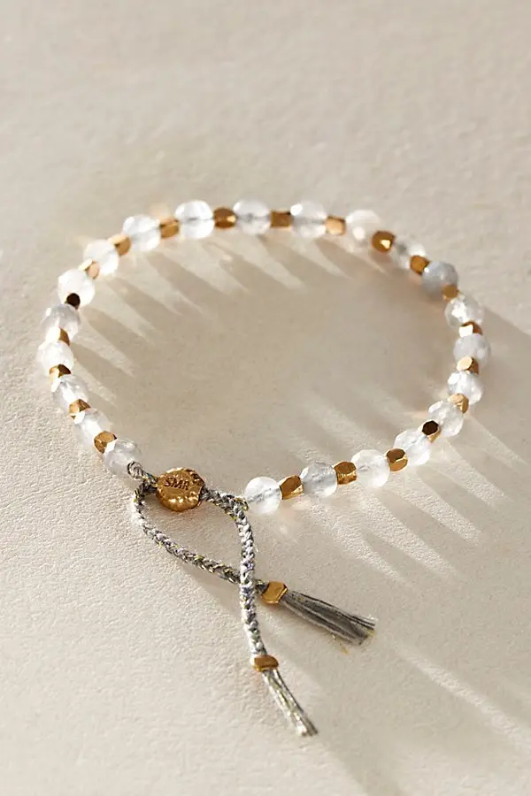 SUN MOON RAIN Bracelet With Faceted Natural Stone And 18k Gold Vermeil Accents - Labradorite