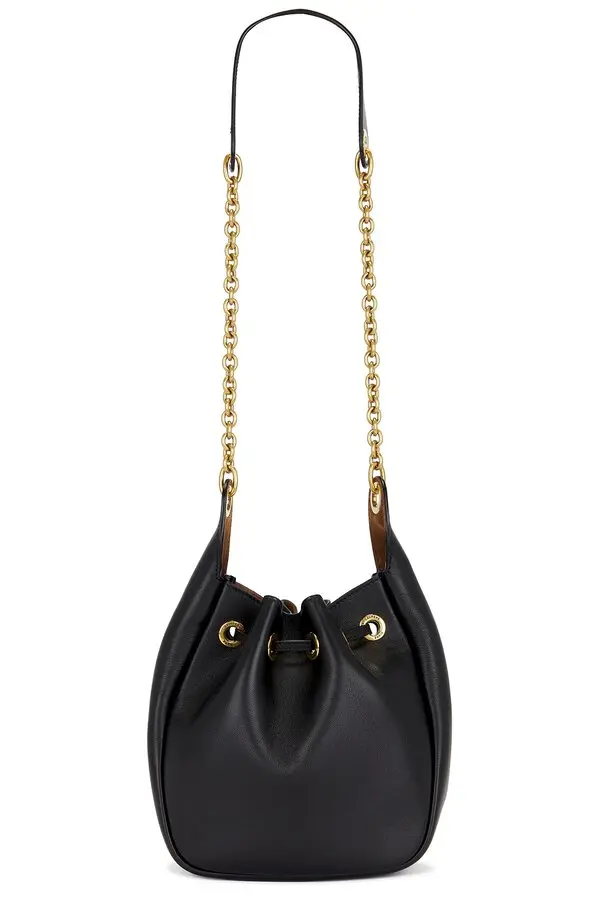 Saint Laurent Cassandre Supple Bucket Bag - Nero & Caramel Cognac