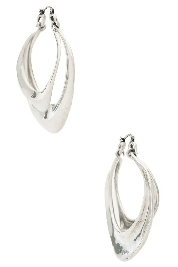 Saint Laurent Double Hoop Earrings - Argent Oxyde