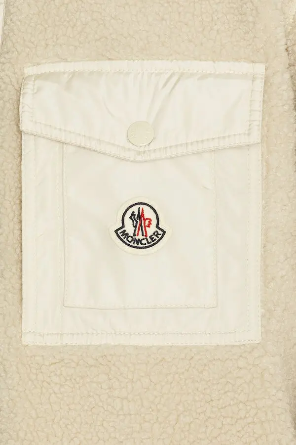 Moncler Fleece Zip Up Cardigan - Light Beige